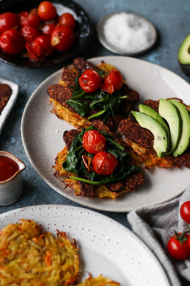 Pick Up Limes: Potato Hash Cakes with Baked Marinated Tempeh