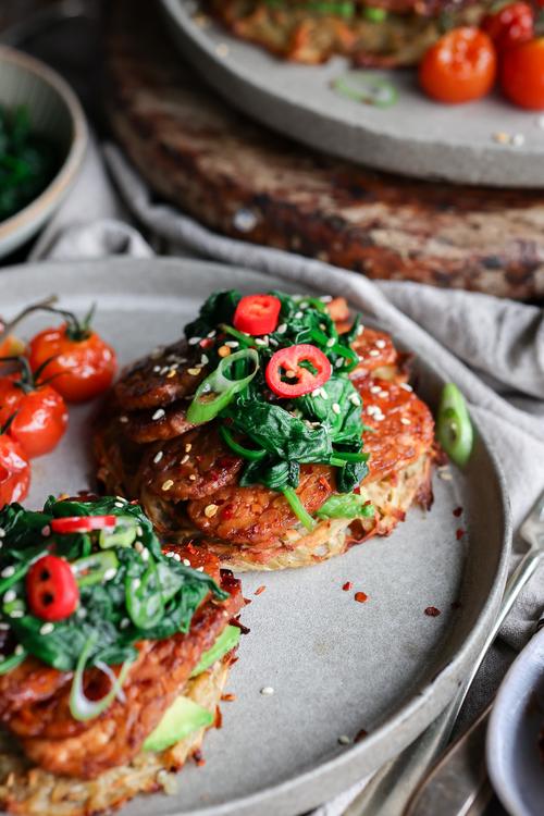 Potato Hash Cakes with Baked Marinated Tempeh | Pick Up Limes