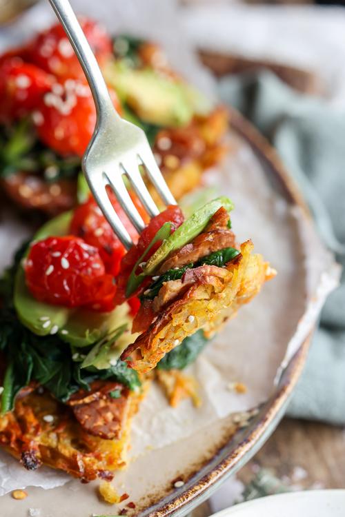 Potato Hash Cakes with Baked Marinated Tempeh | Pick Up Limes