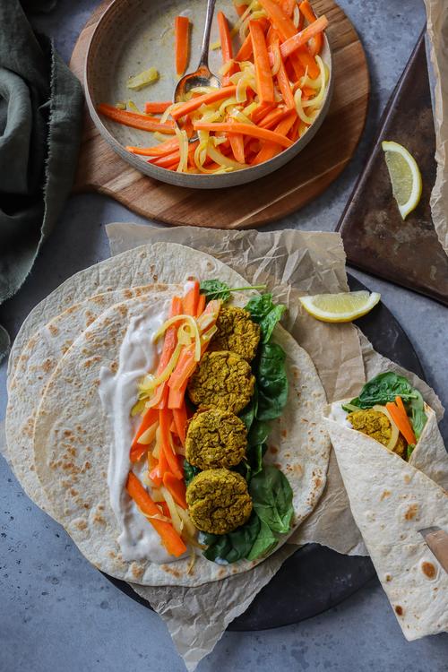 Baked Lentil & Potato Patty Wraps | Pick Up Limes