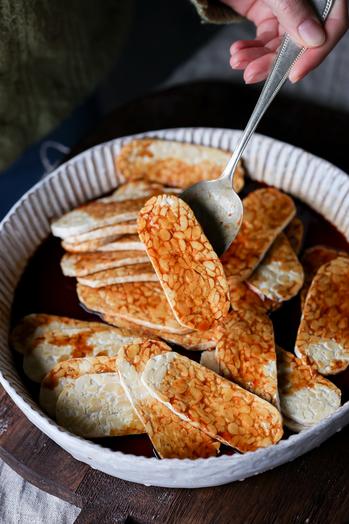 Potato Hash Cakes with Baked Marinated Tempeh | Pick Up Limes
