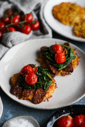 Pick Up Limes: Potato Hash Cakes with Baked Marinated Tempeh